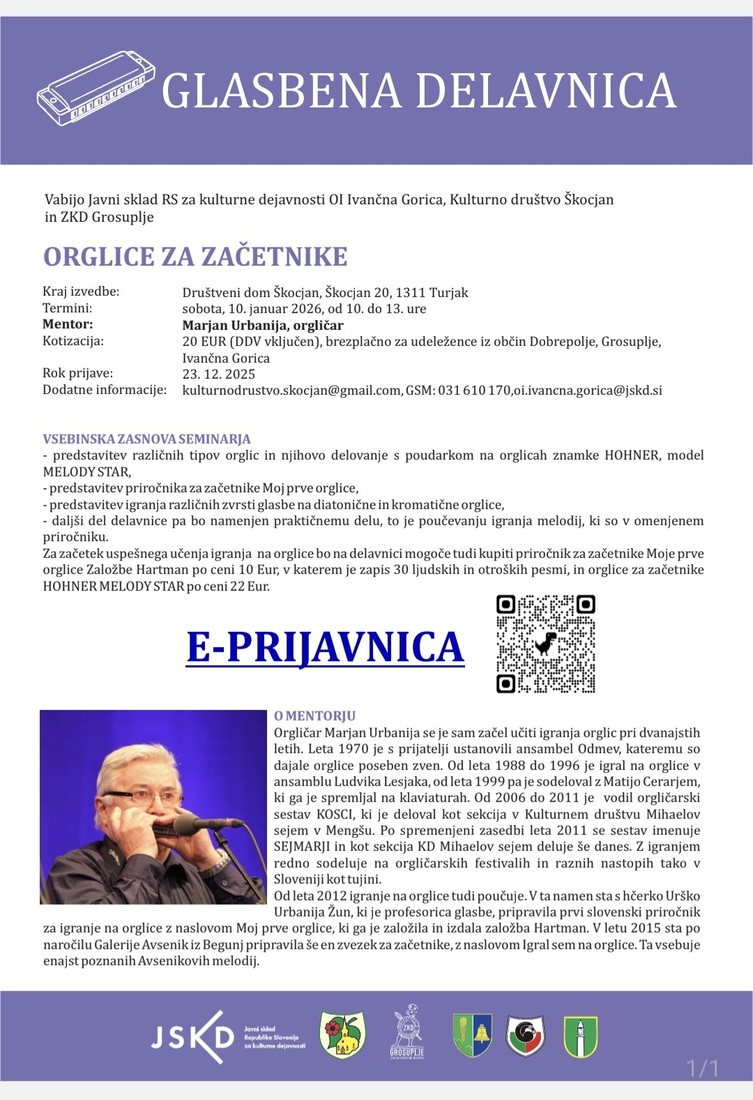 Glasbena delavnica: Orglice za začetnike - grosuplje.si