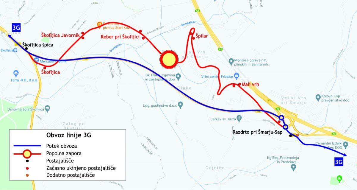 Linija 3G na obvozu (od 5. 7. 2021 do 31. 8. 2021) - grosuplje.si