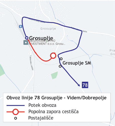 Delno spremenjena trasa Linija 78 - grosuplje.si